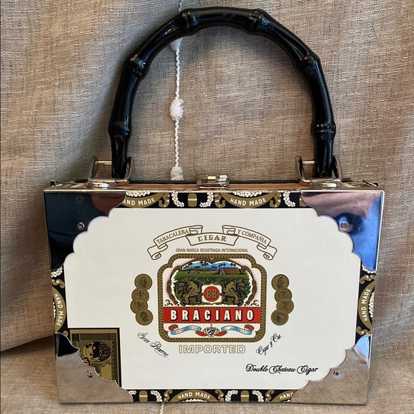 Braciano | Bags | Braciano White And Black Clutch With Vintageinspired ...